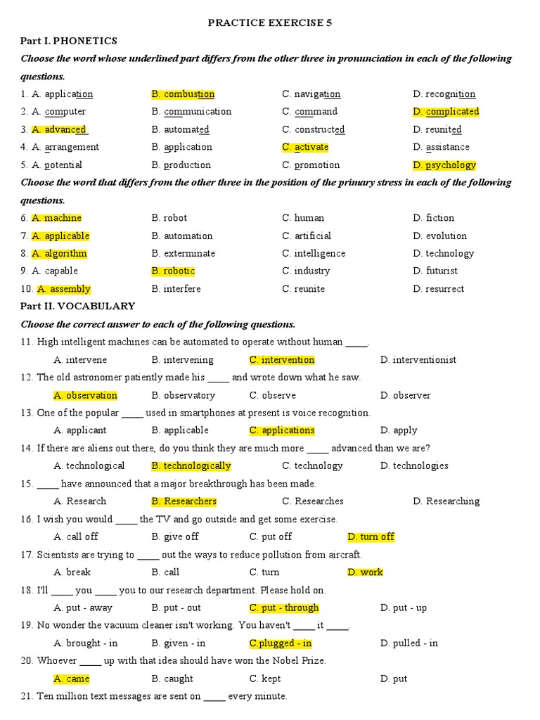 Practice Exercise 5 Part I. Phonetics | PDF | Artificial Intelligence | Intelligence (AI ...