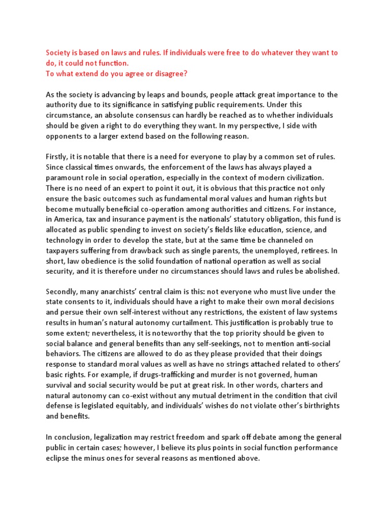 The Role of Laws in Society's Functioning | PDF | Autonomy | Taxes