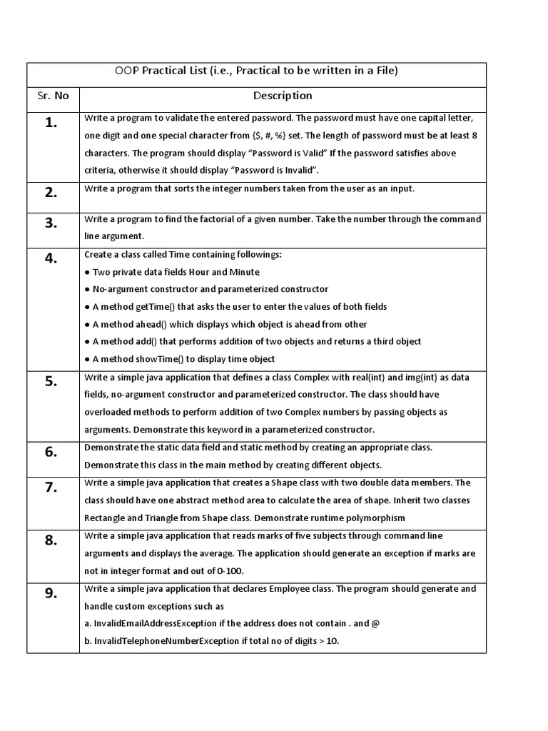 Practical List Pdf Method Computer Programming Programming