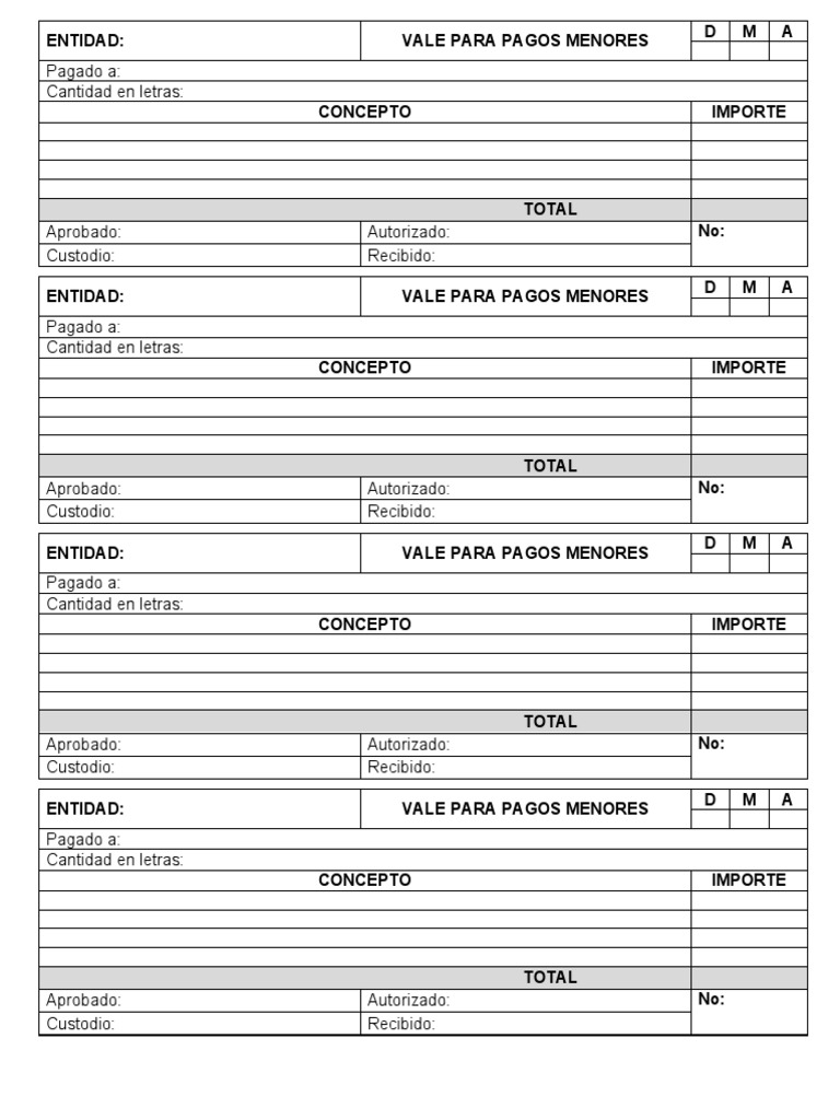Vale para Pagos Menores Pacual | PDF