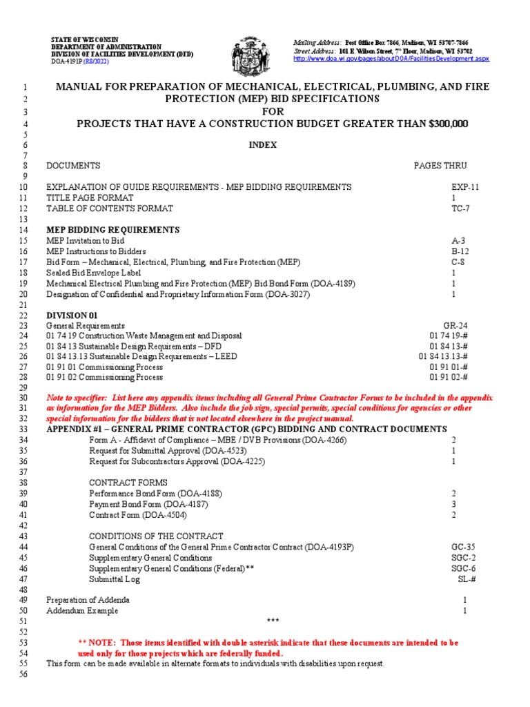 MEP Manual ForSpecifications | PDF | Specification (Technical Standard ...