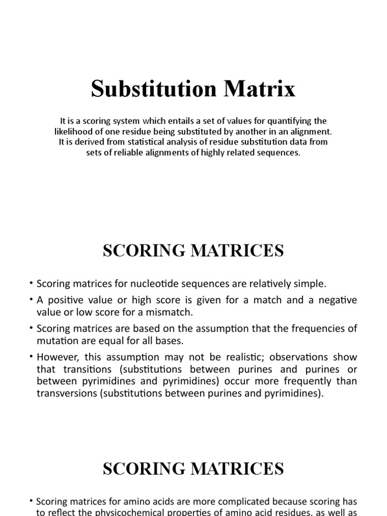 Substitution Matrix | PDF | Biochemistry | Chemistry
