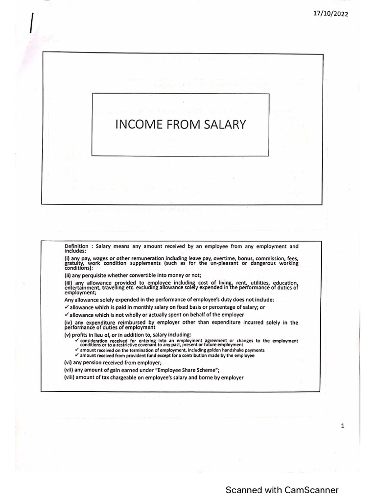 Income From Salary - Notes | PDF