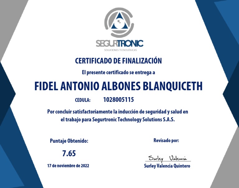 Certificado - de - Finalizacion SST | PDF