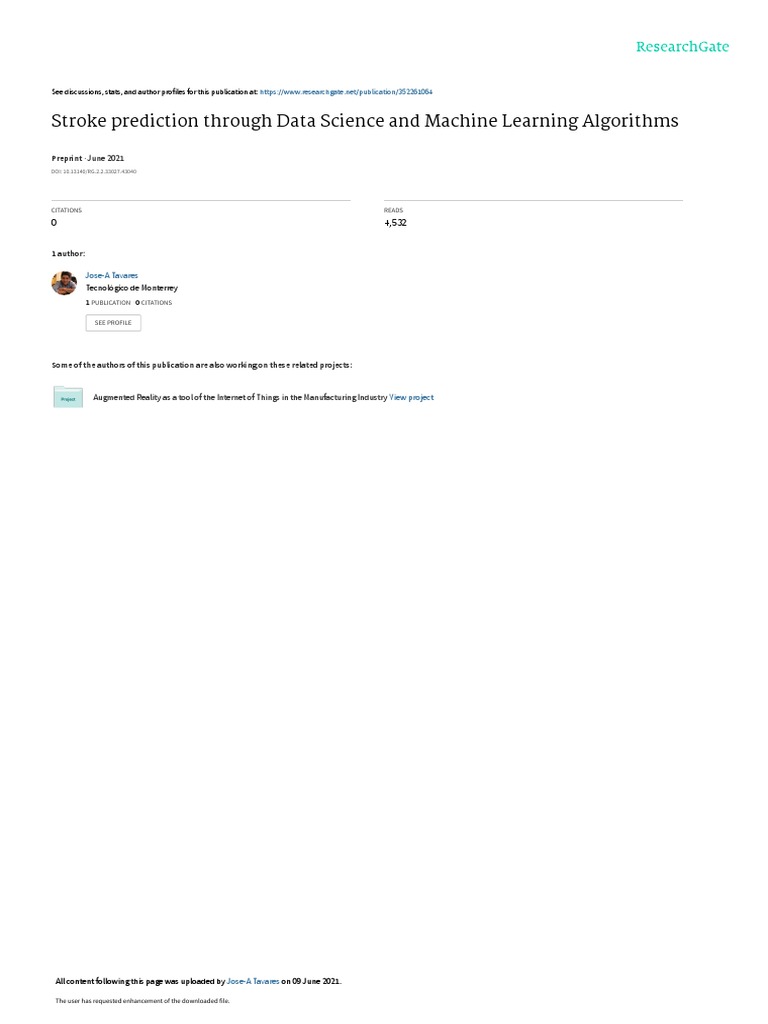Strokeprediction DRAFTArticle | PDF | Machine Learning | Receiver Operating Characteristic