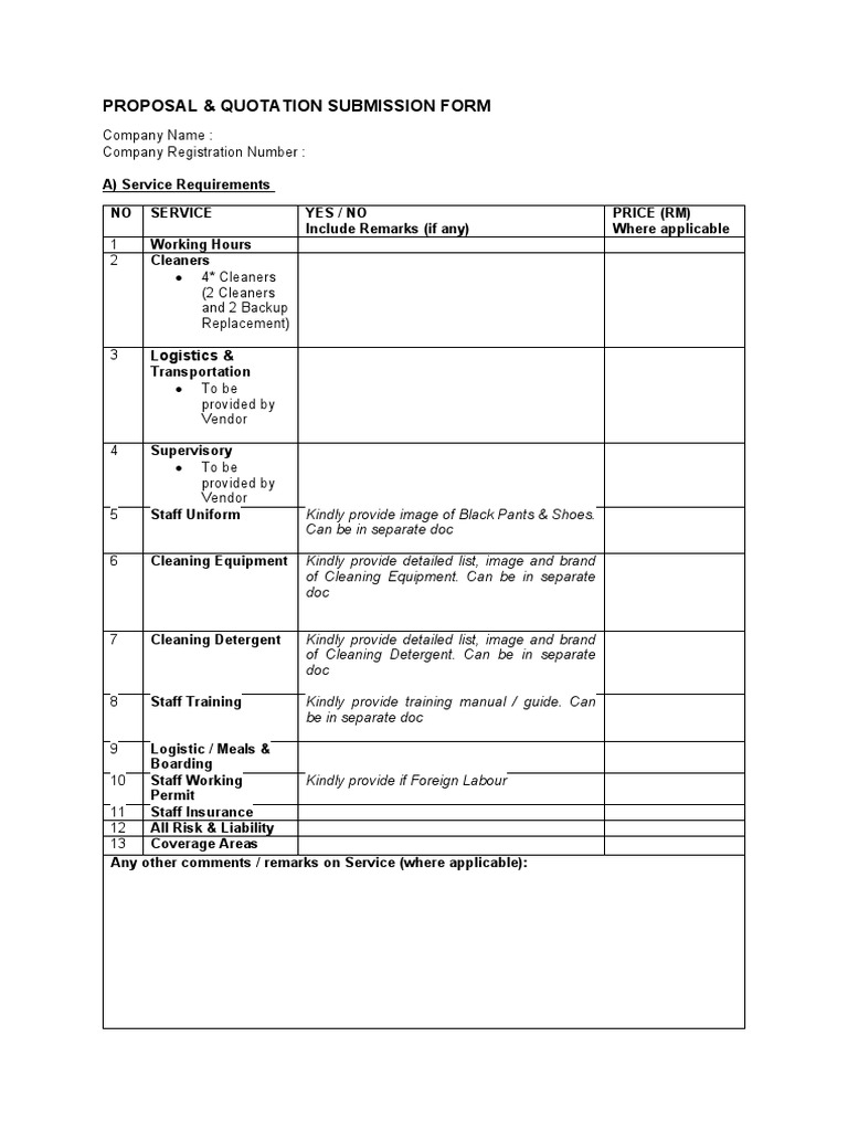 Proposal & Quotation Submission Form - Sunway Property | PDF | Career ...