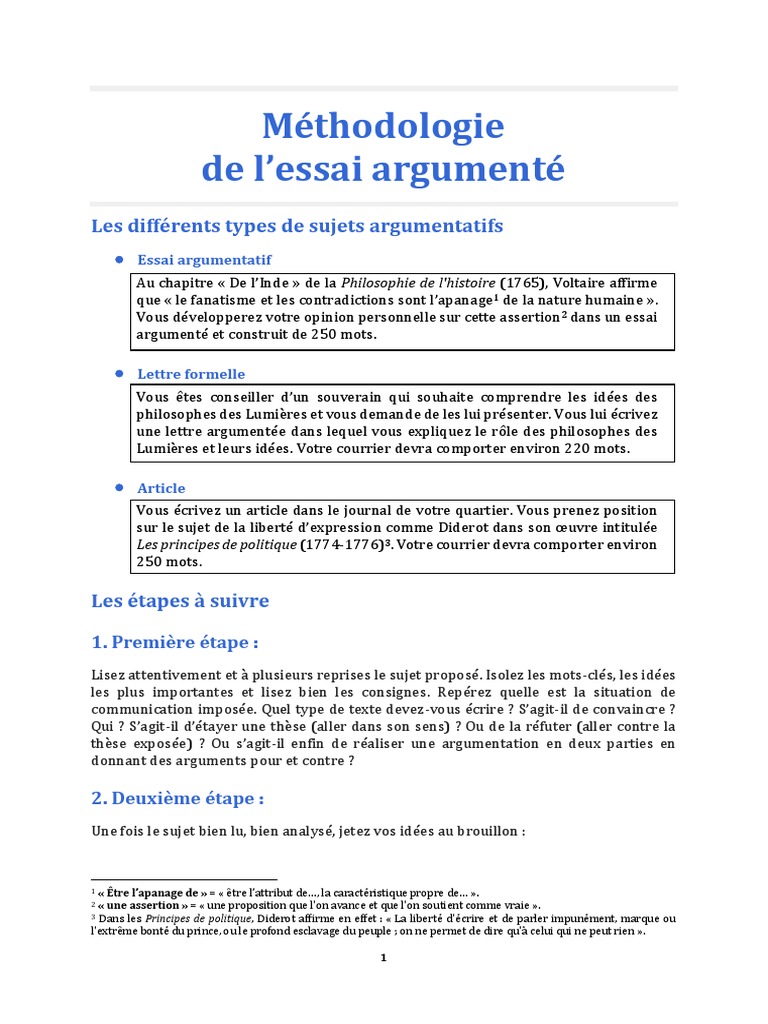 Guide Pratique pour Rédiger un Essai Argumenté | PDF | Argumentation ...