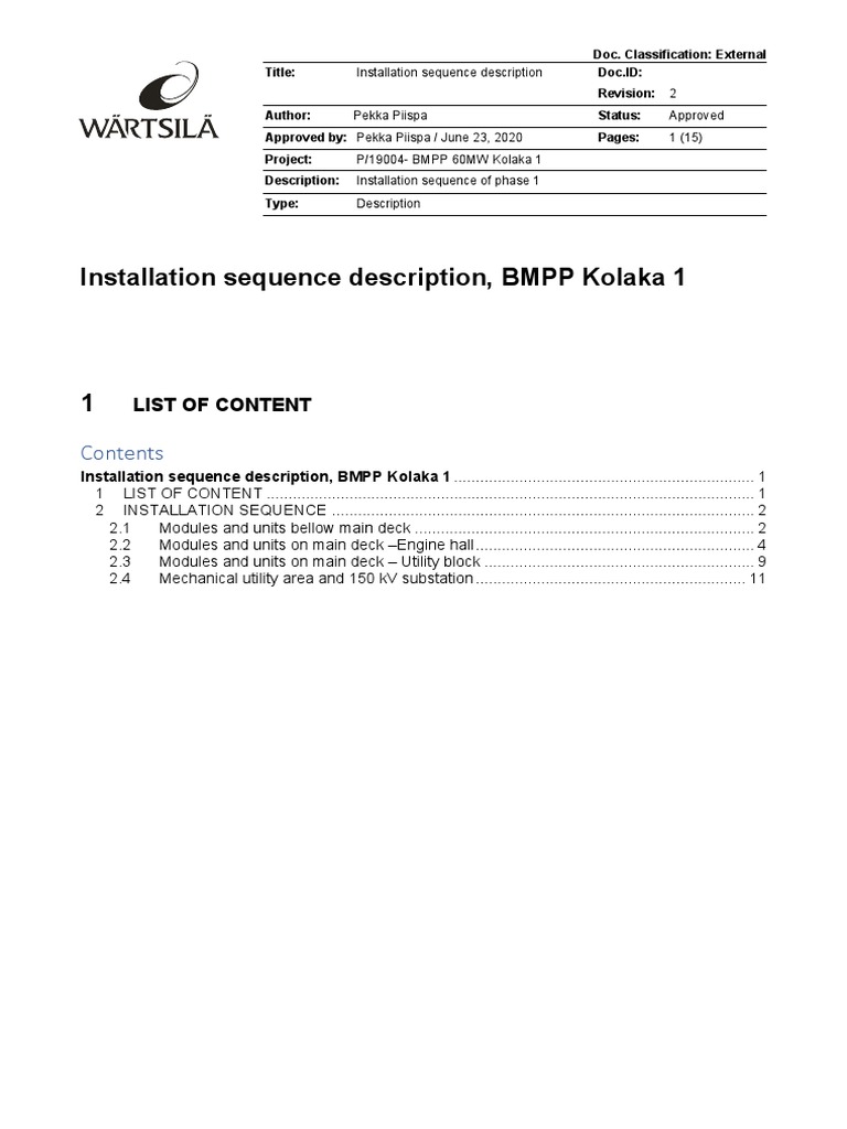 Installation Sequence | PDF | Transformer | Deck (Ship)