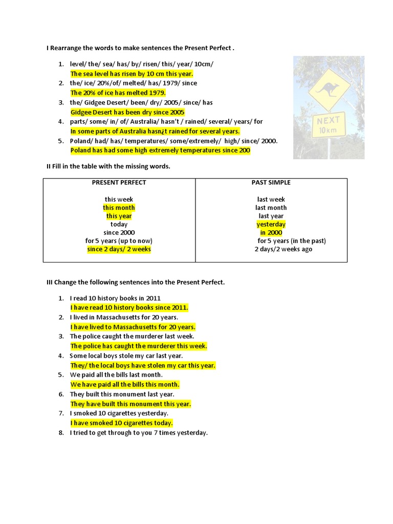 Present Perfect Practice 4 | PDF
