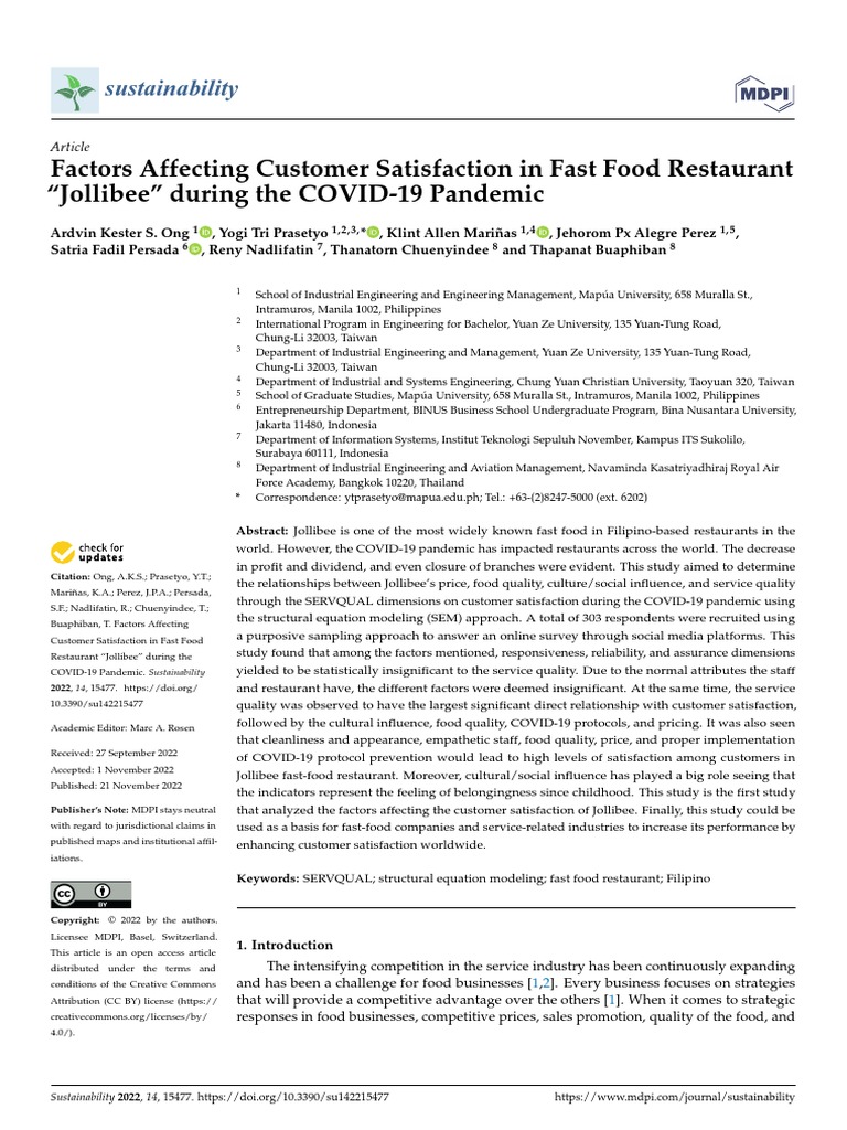 Factors Affecting Customer Satisfaction in Fast Fo | PDF | Customer Satisfaction | Survey ...