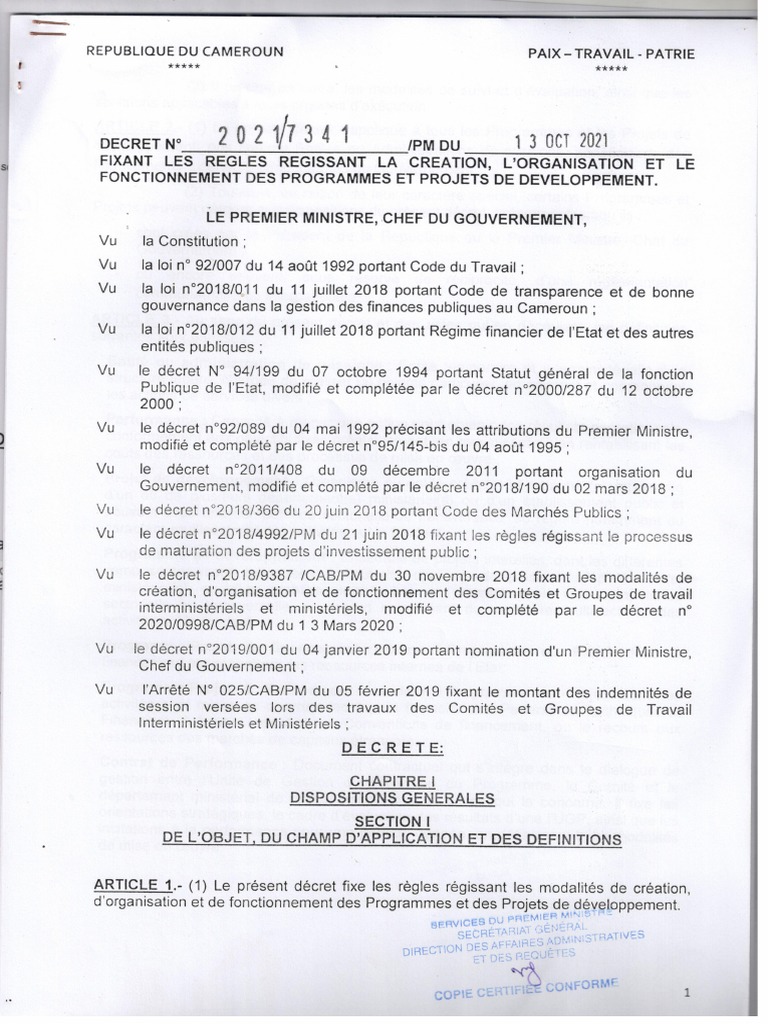 Decret Fixant Les Regles Régissant La Création, L'organisation | PDF