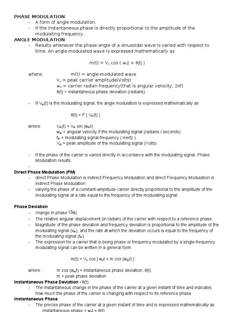 Phase Modulation | PDF | Frequency Modulation | Phase (Waves)