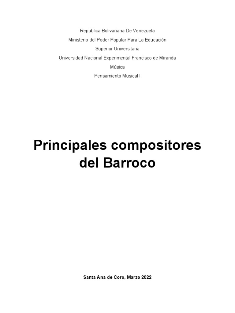 Biografia Compositores Del Barroco | PDF | Clave | Johann Sebastian Bach