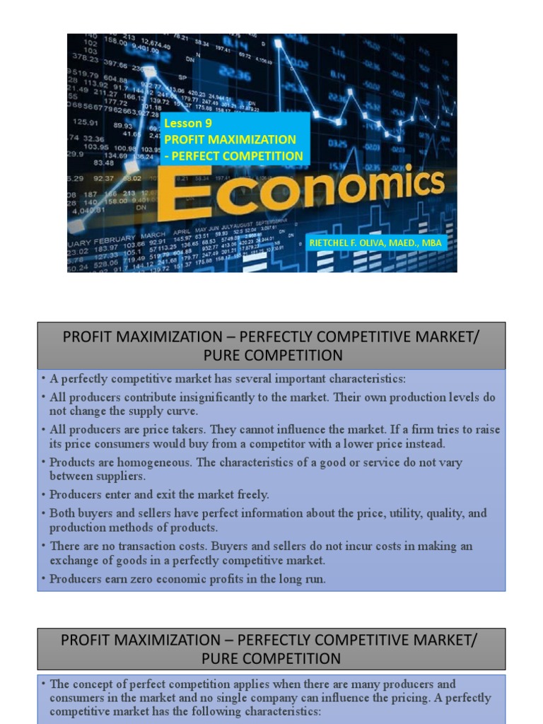 Lesson 9 - Profit Maximization Perfect Competition | PDF | Profit ...