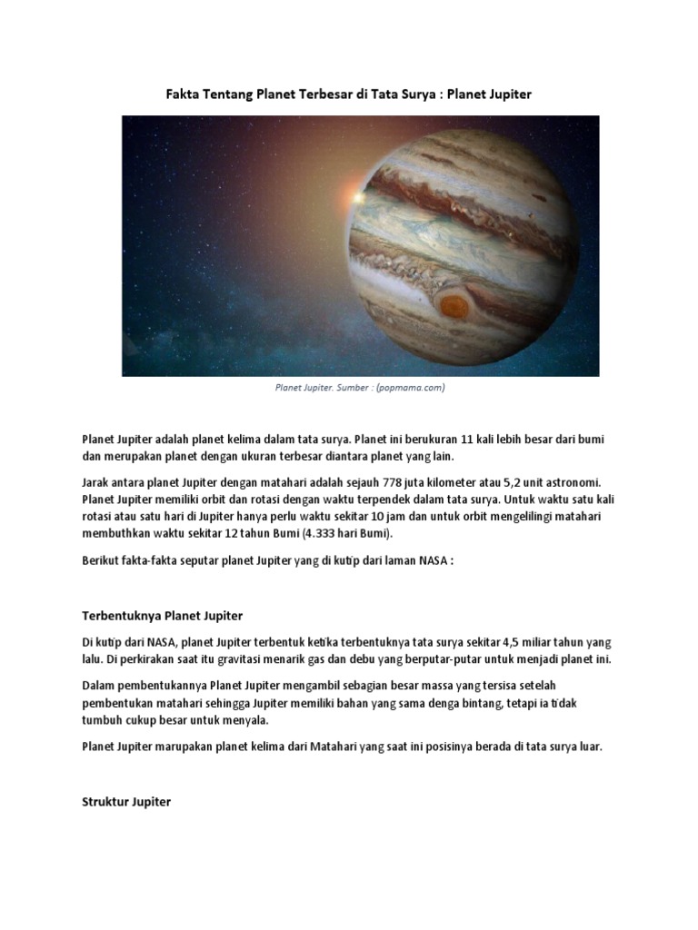 Fakta Tentang Planet Terbesar Di Tata Surya | PDF