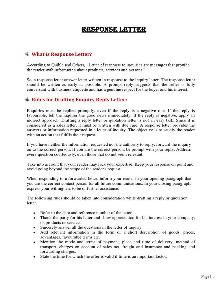 Crafting Effective Response Letters | PDF | Question | Information