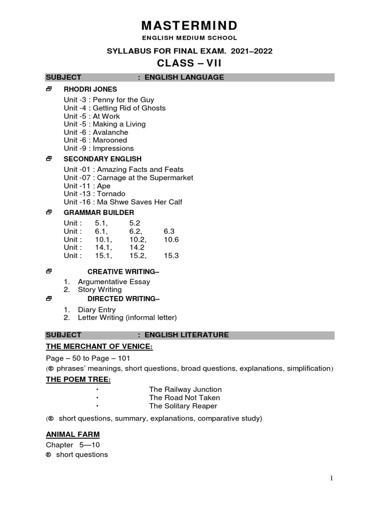 Mastermind: Class - Vii | PDF | Muhammad