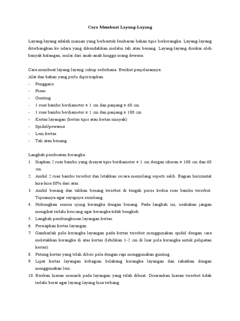 Prosedur Membuat Layang-Layang Kertas | PDF