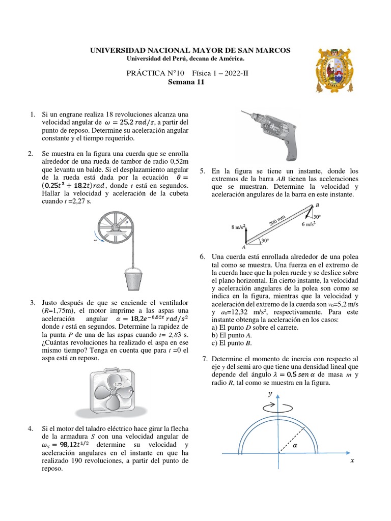 Práctica de Física 1 sobre momentos de inercia y cinemática angular ...