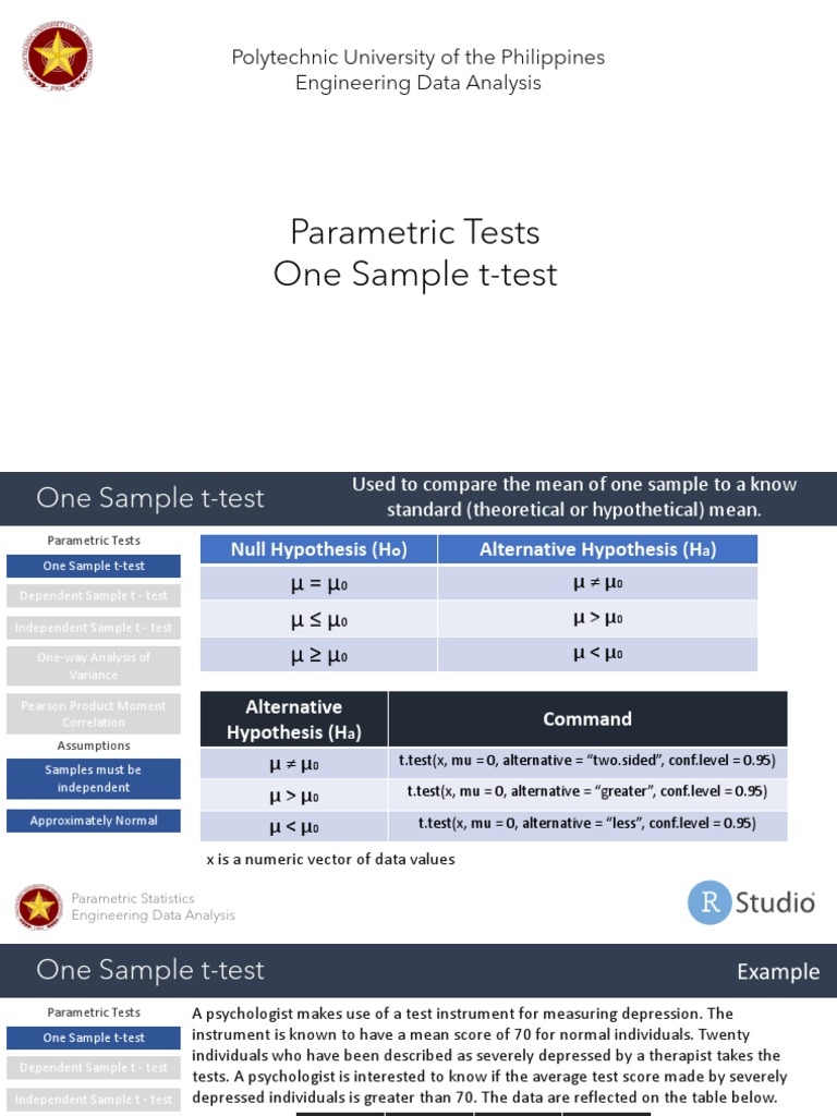 1.one Sample T-Test | PDF | Student's T Test | Statistical Hypothesis ...