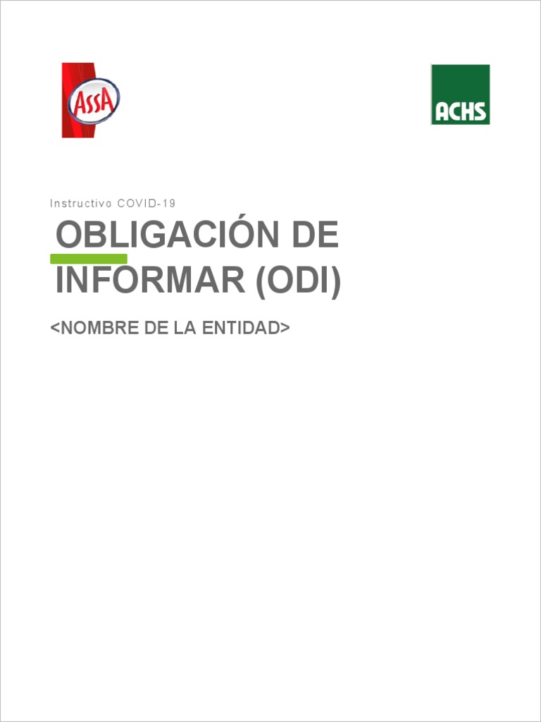Achs Instructivo Covid-19 Obligacion de Informar (Odi) | PDF