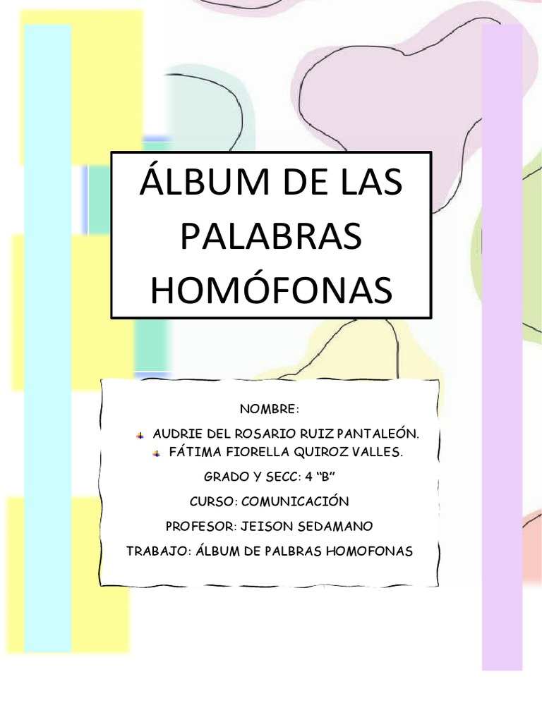 Album de Palabras Homofonas | PDF | Artes del Lenguaje y Comunicación ...