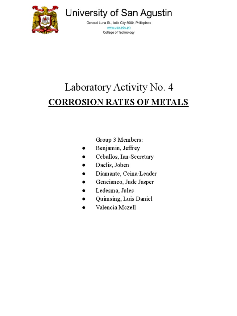 Corrosion Rates of Metals Experiment | PDF | Corrosion | Hydrochloric Acid