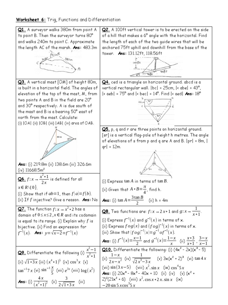 RevisionSheet6 TrigFunctionsDifferentiation | PDF | Function ...