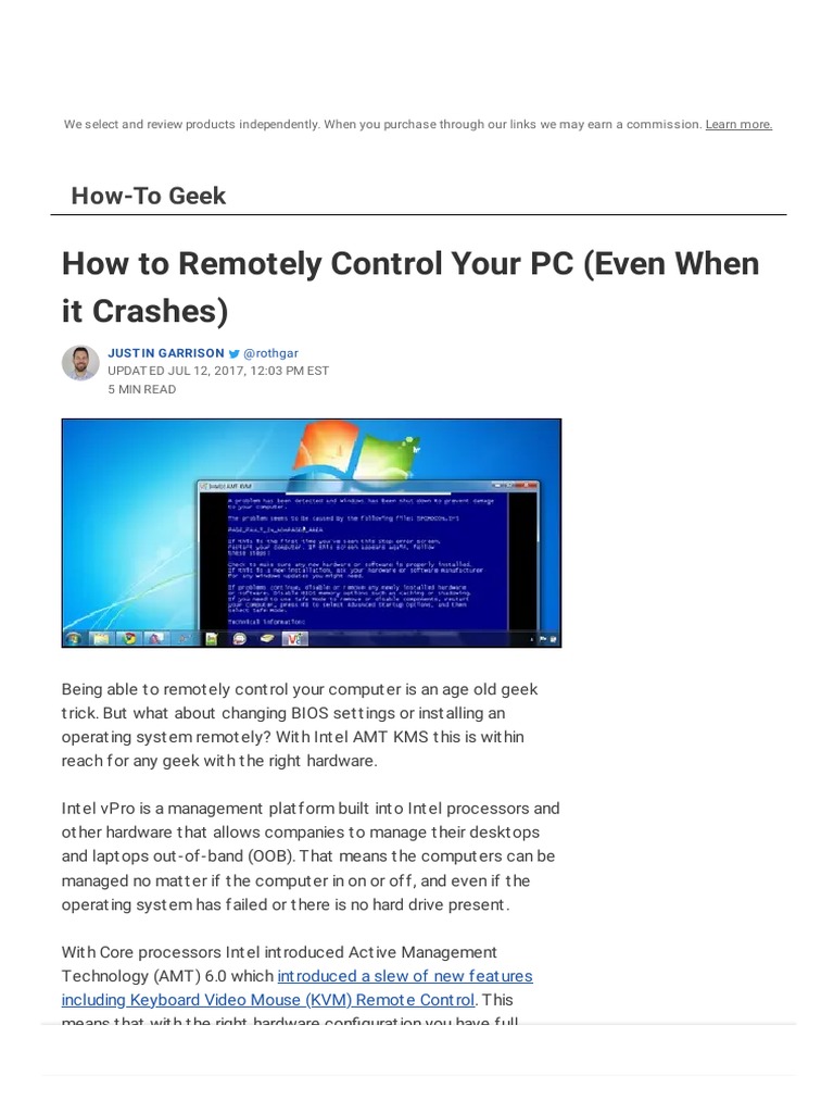 How To Remotely Control Your PC (Even When It Crashes) | PDF | Software | System Software