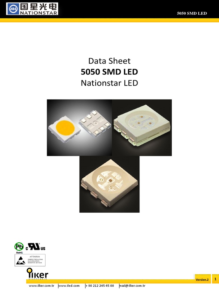 Data Sheet Nationstar LED | PDF | Electrostatic Discharge | Light ...