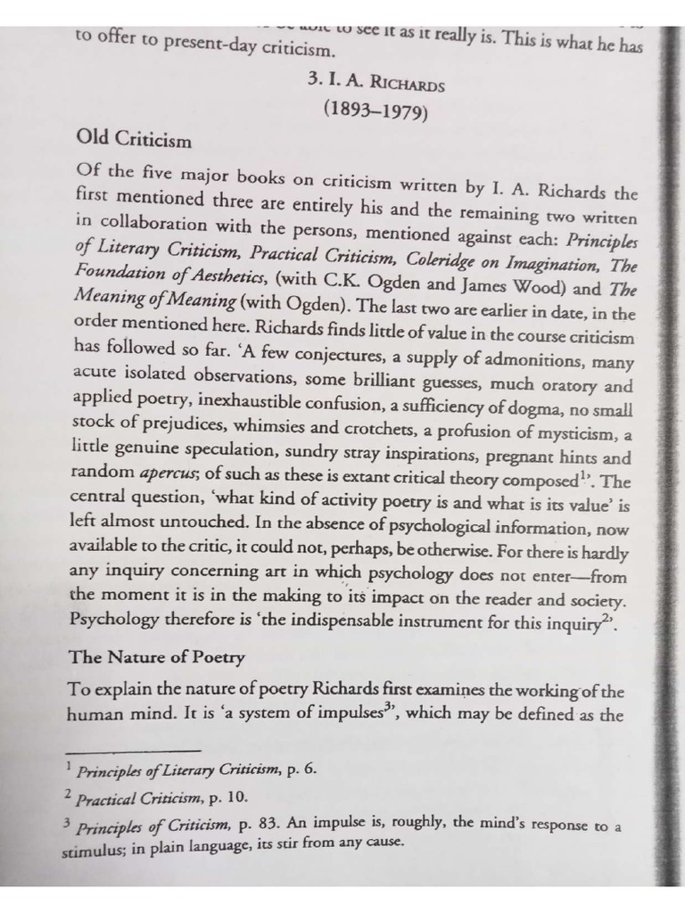 I.A Richards ....... B.Prasad Notes | PDF