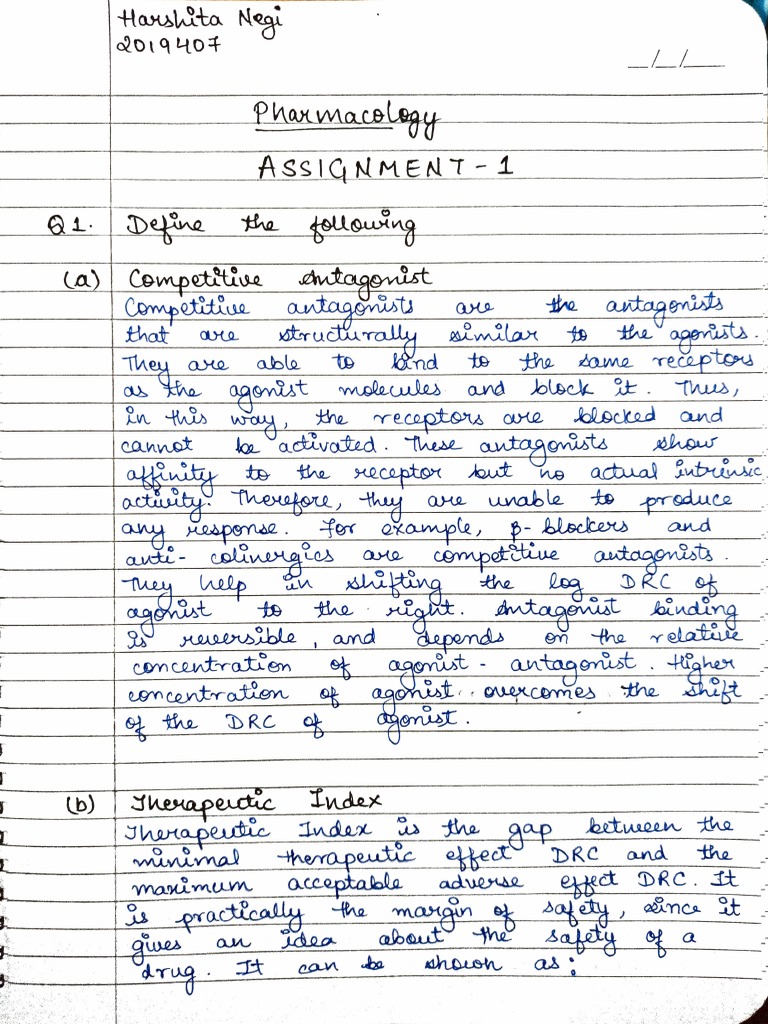 Pharmacology Assignment | PDF | Pharmacology | Medicinal Chemistry