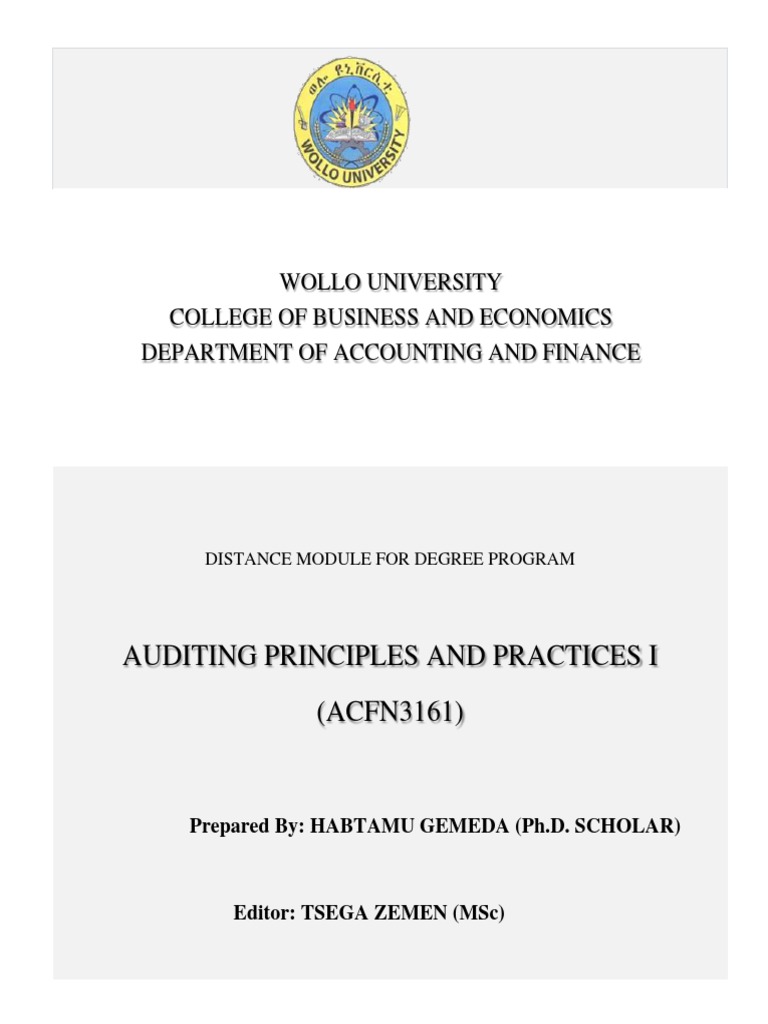 Lecturenote - 1343108412AUDITING PRINCIPLES AND PRACTICES I | PDF | Audit | Financial Audit