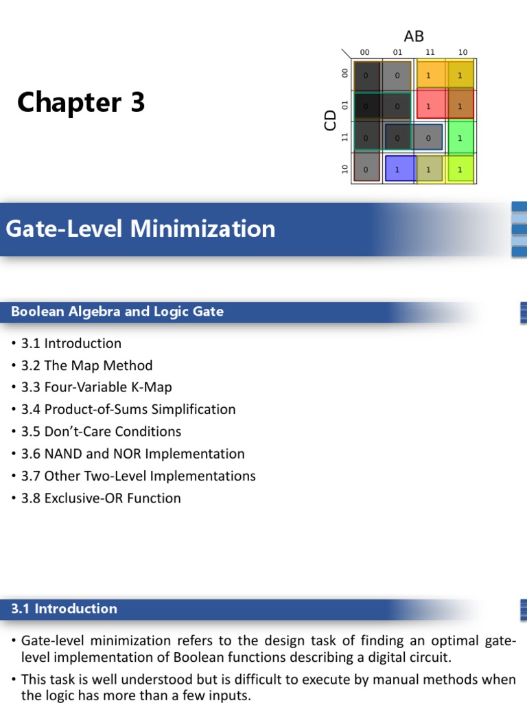 Chapter 3 Gate-Level Minimization | PDF | Logic Gate | Mathematical Logic