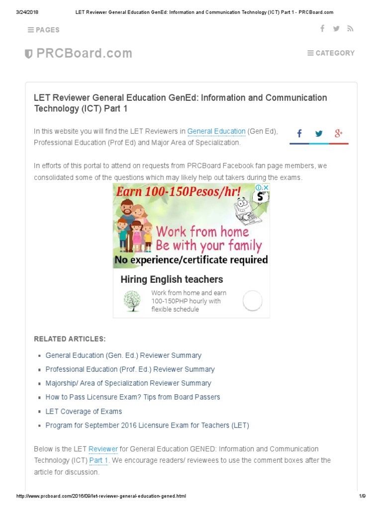 LET Reviewer General Education GenEd - Information and Communication ...