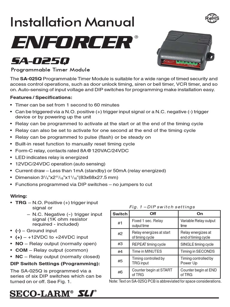 SA - 025Q Manual | PDF | Relay | Switch