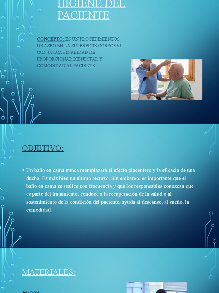 Higiene Del Paciente, Limpieza y Desinfección de La Unidad | PDF ...