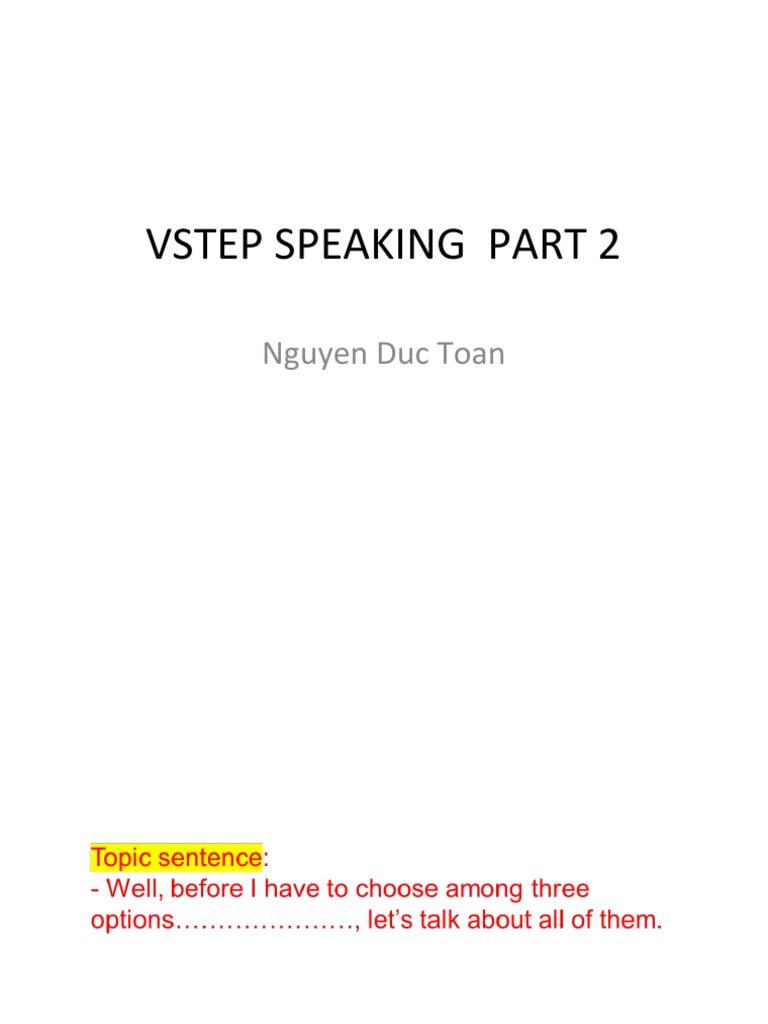 Vstep Speaking Part 2 | PDF | English Language | Teachers