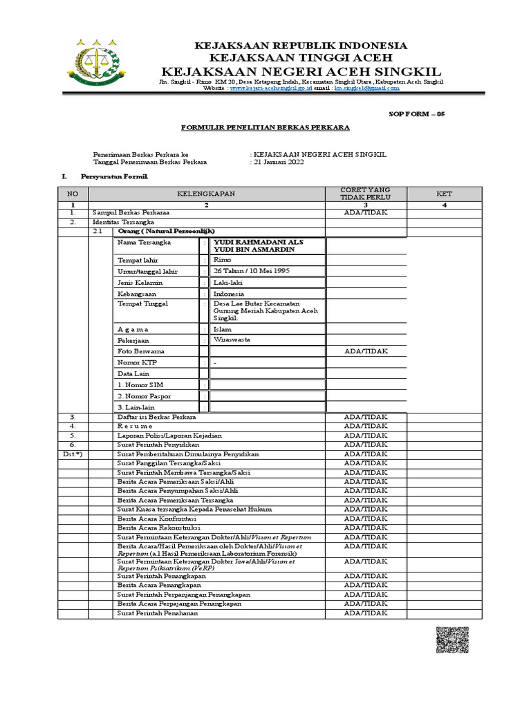 Checklist YUDI | PDF