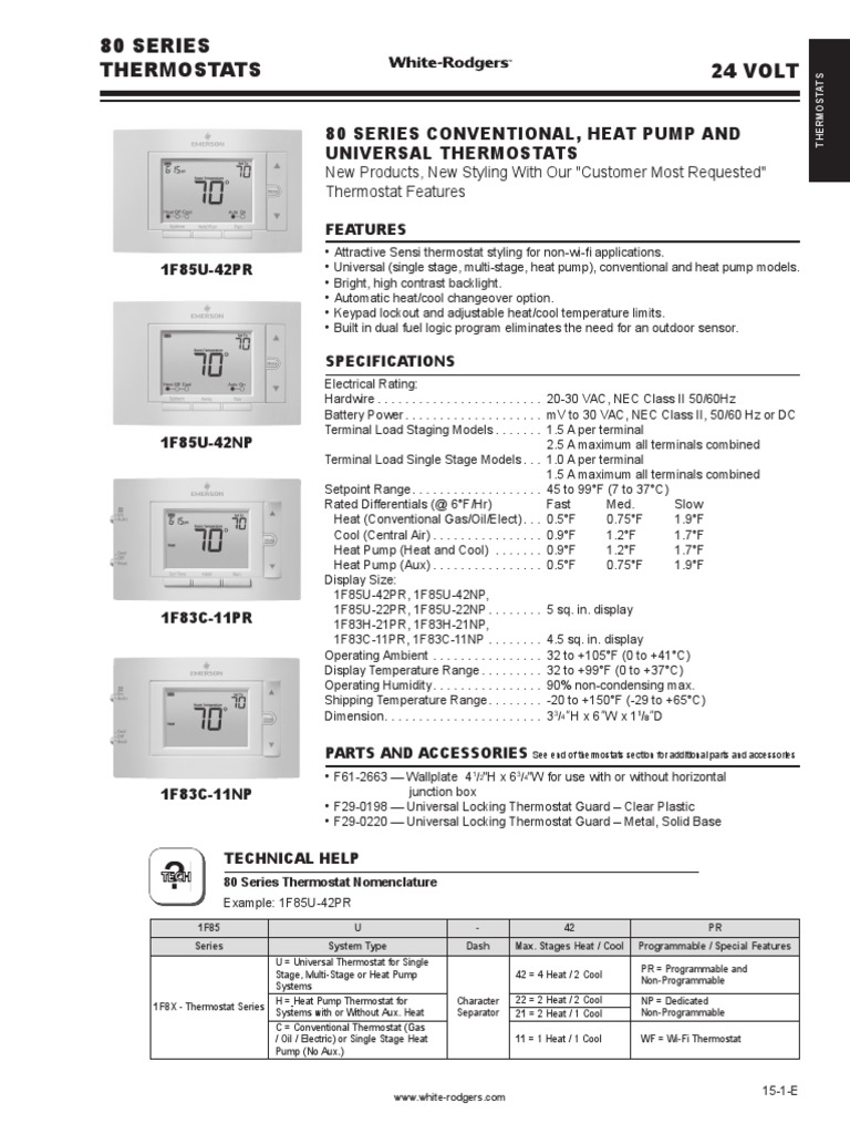 White Rodgers 1F83C-11PR Thermostat | PDF | Thermostat | Engineering Thermodynamics