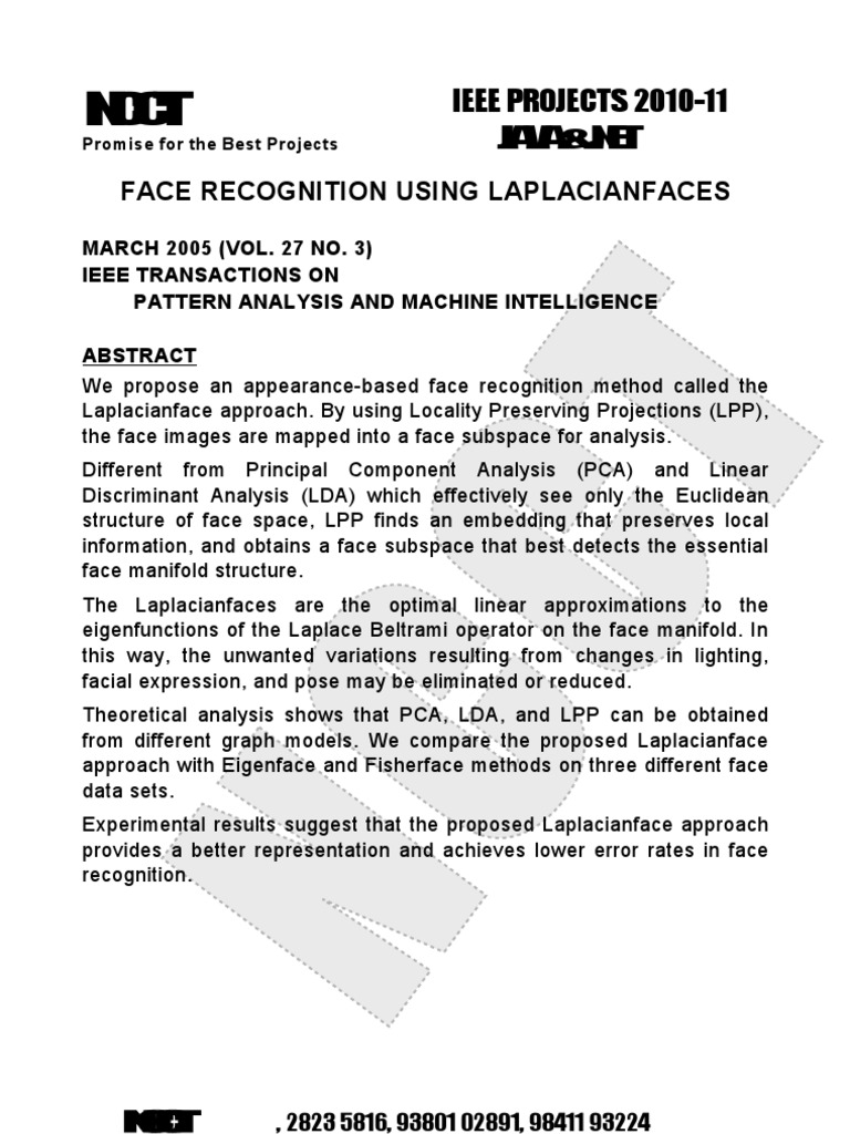 Face Recognition Using Laplacian Faces | PDF