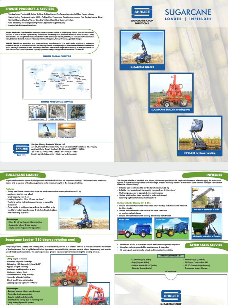 Shrijee - Sugarcane Loader & Infielder - Catalogue | PDF | Sugarcane | Tractor