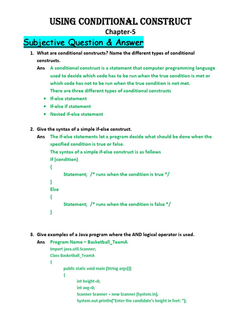 Chapter 5 Using Conditional Construct | PDF