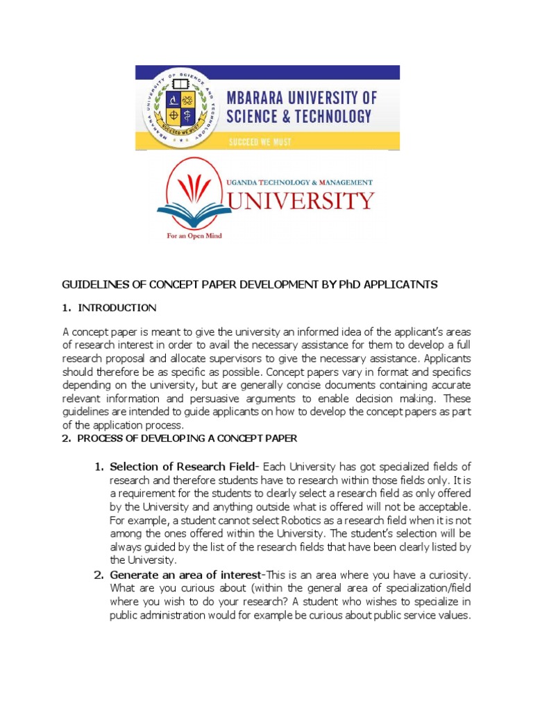 GUIDELINES OF CONCEPT PAPER DEVELOPMENT BY PHD APPLICANTS | PDF ...