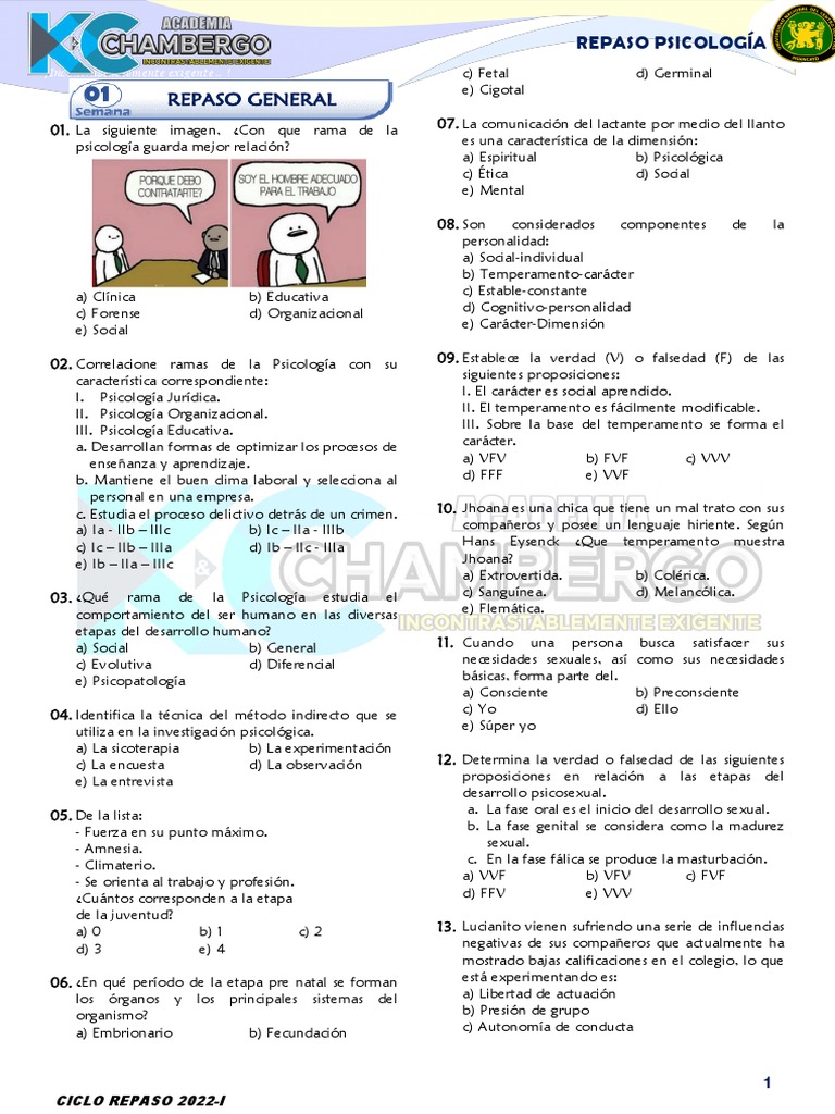 Repaso de Psicología 2022-I | PDF | Sicología | Aprendizaje