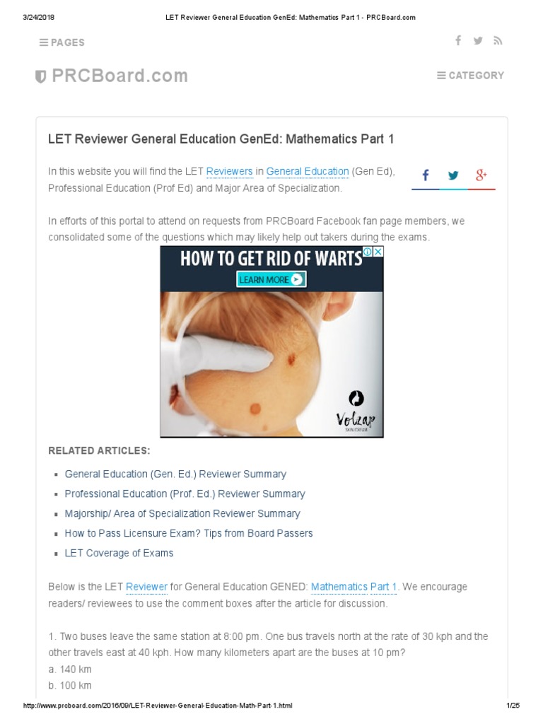 LET Reviewer General Education GenEd - Mathematics Part 1 | Download ...
