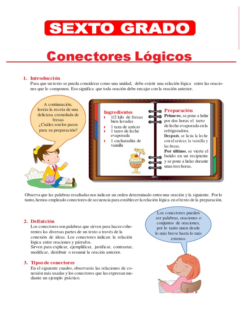 Definición de Conectores Lógicos para Sexto Grado de Primaria | PDF | Comida y bebida