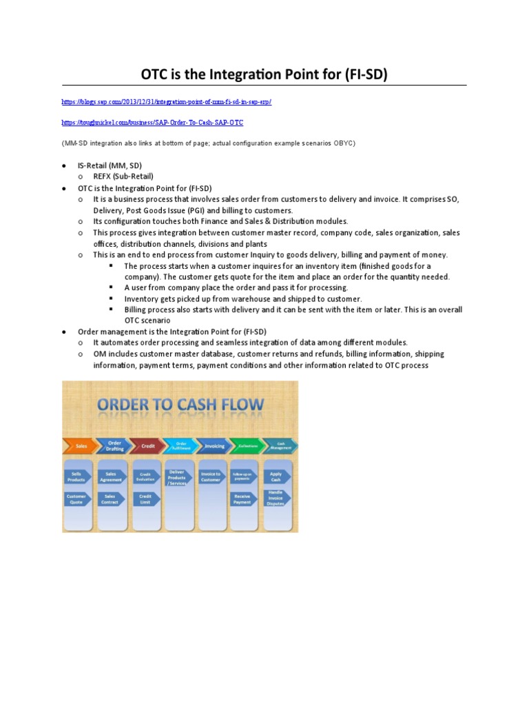 OTC Integration in FI-SD Process | PDF