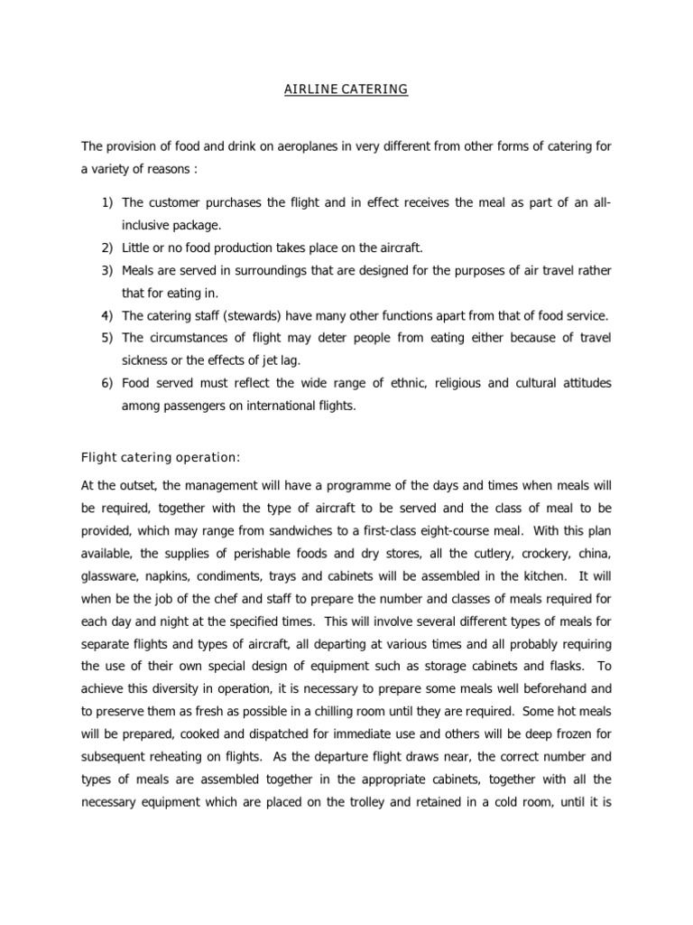 Airline Catering | PDF | Flight Attendant | Aviation