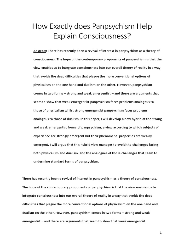 How Exactly Does Panpsychism Help Explain Consciousness Jcs | PDF ... How Exactly Does Panpsychism Help Explain Consciousness Jcs | PDF ...